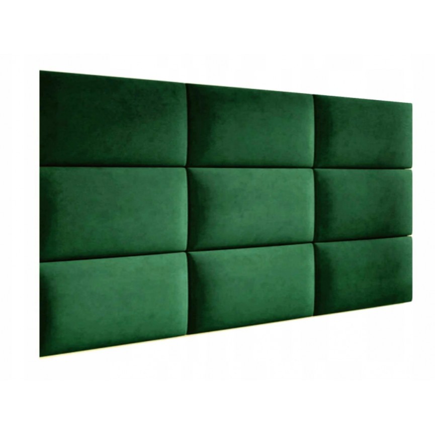 Panel acolchado para revestimiento de pared en tejido gamuza verde 60x30 cm
