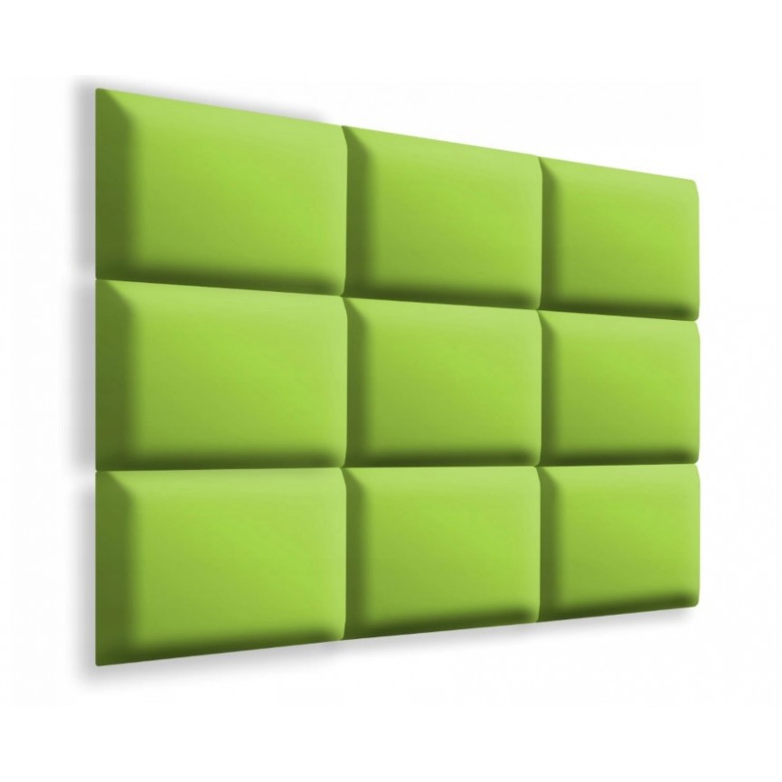 Panel acolchado para revestimiento de pared en tejido gamuza lima 50x30 cm